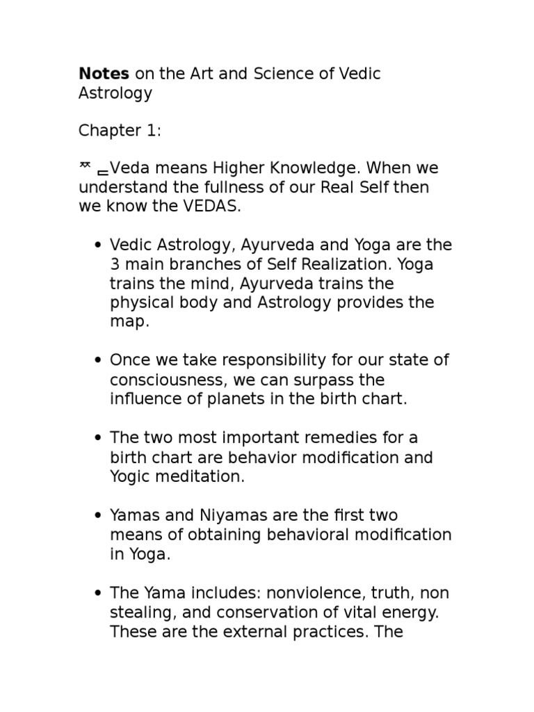 Notes On The Art and Science of Vedic Astrology | PDF | Planets In ...