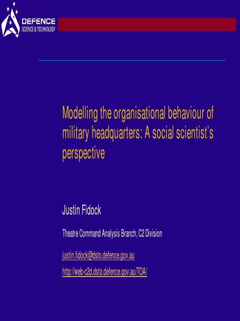 Modelling Organisational Behaviour: A Review of Approaches for ...