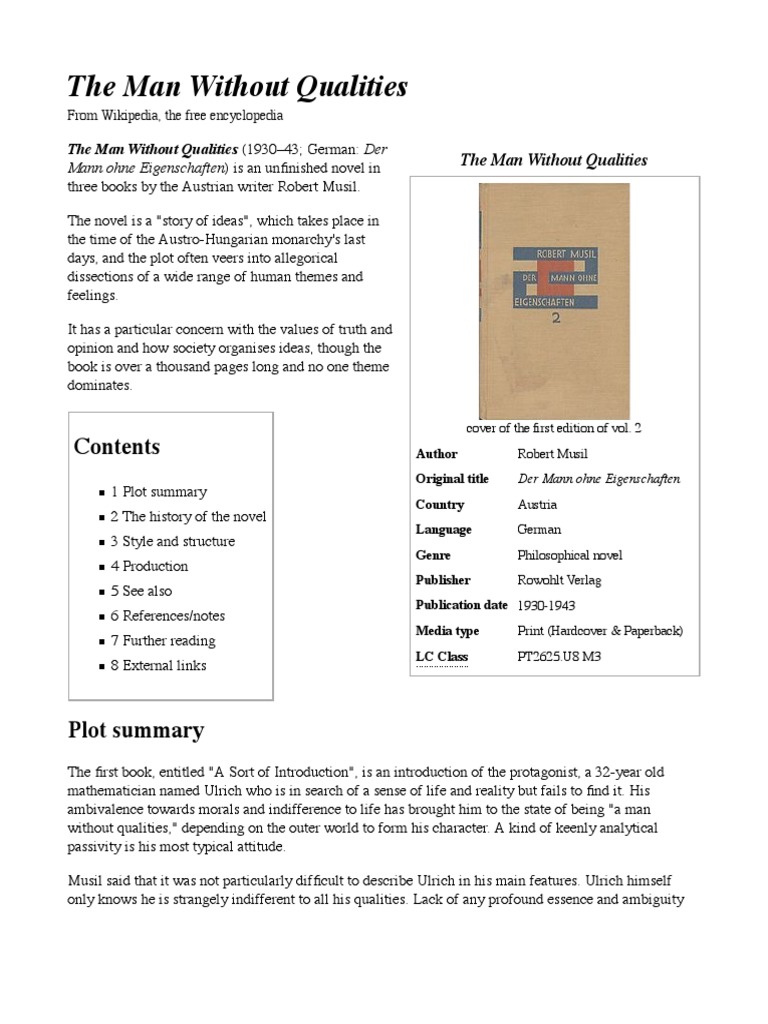 The Man Without Qualities | Download Free PDF | Books