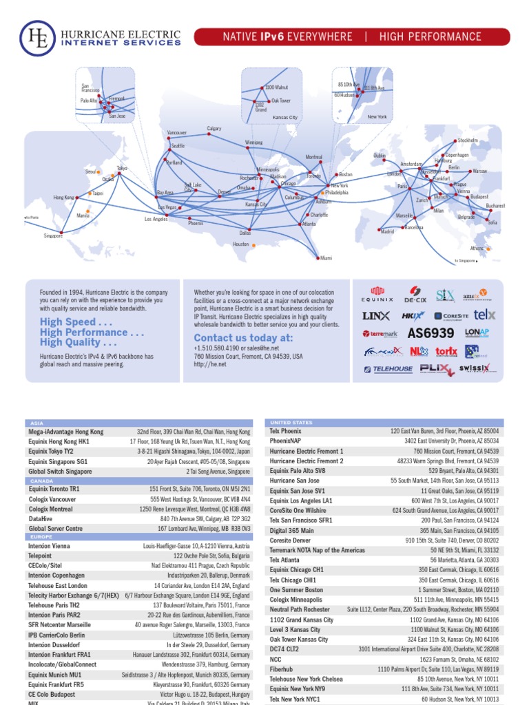 Hurricane Electric Network Map | PDF | Network Architecture | Internet ...