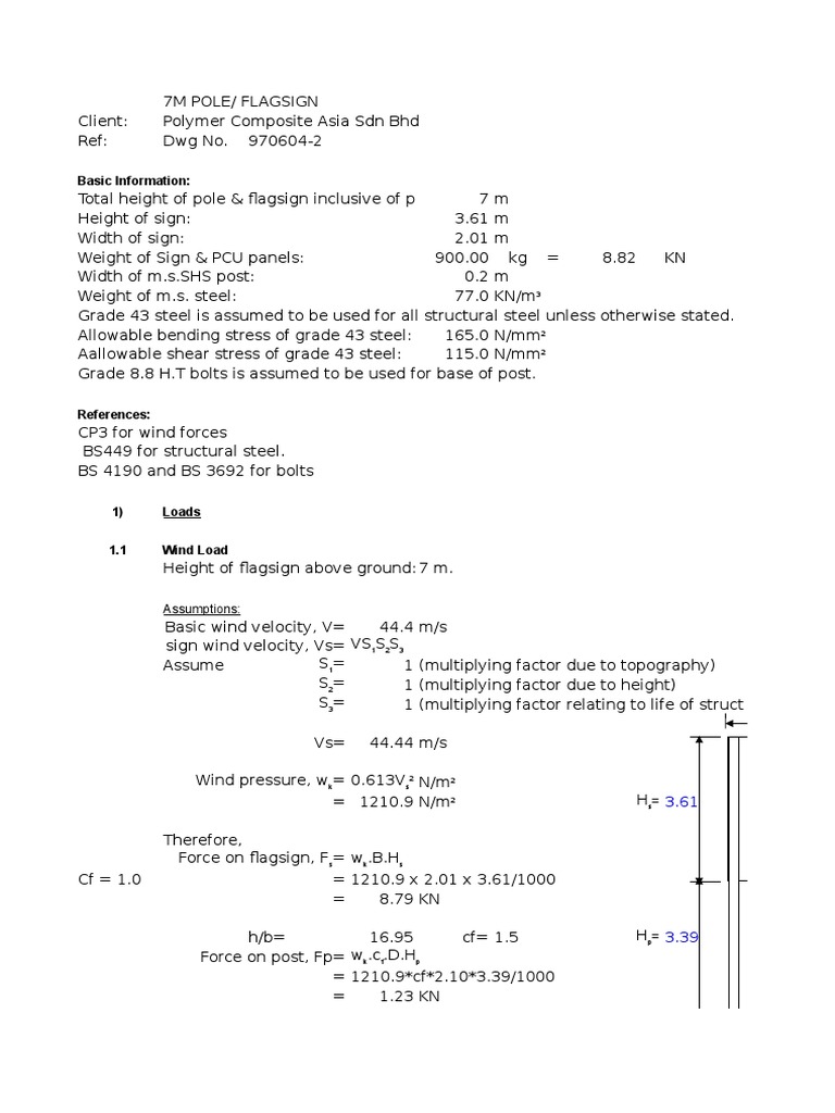 Design of Foundation For Highway Signs Under Good Soil Conditions ...