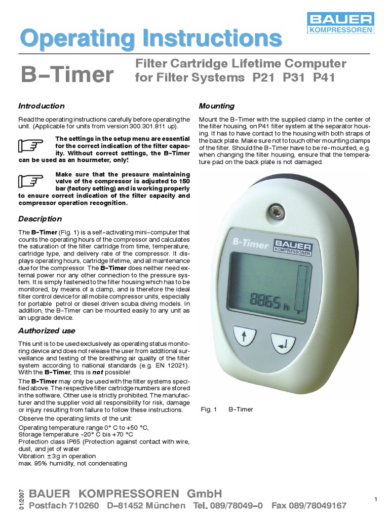 Bauer B Timer Eng Instructions | PDF | Battery (Electricity ...