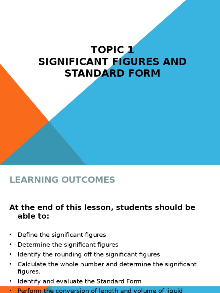 Topic 1 Significant Figures and Standard Form | PDF | Significant ...