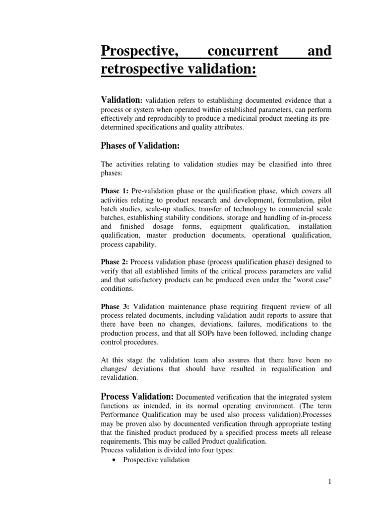 Prospective,Concurrent and Retrospective Validation-GOOD ARTICLE ...