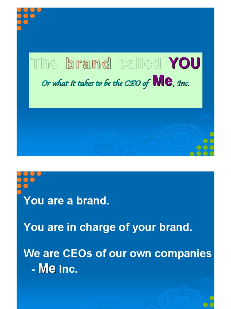 The Brand Called YOU or What It | PDF | Expert | Brand