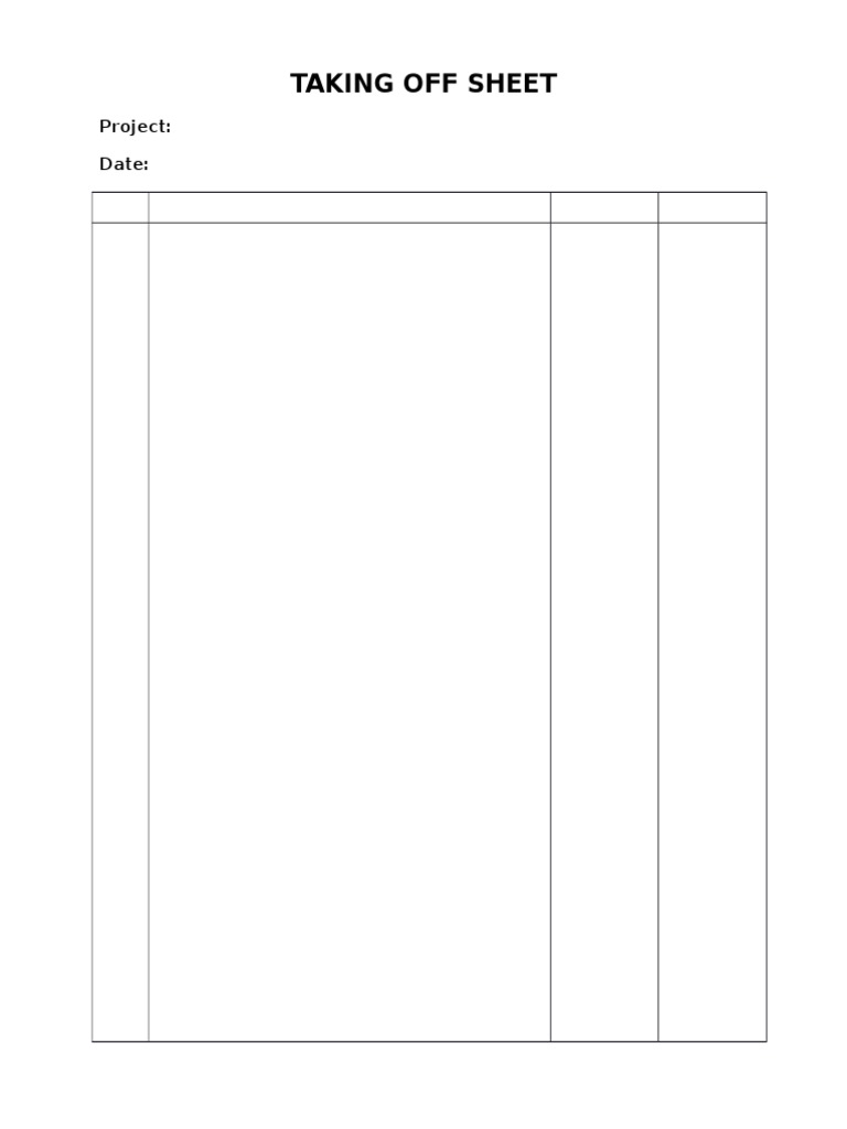 Project Taking Off Sheet Template | PDF | Technology & Engineering