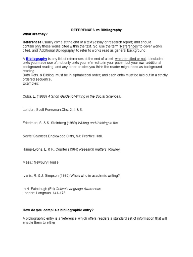 References Vs Bibliography | PDF | Thesis | Doctorate