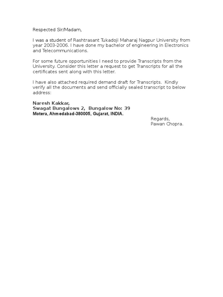 Respected Sir/Madam, I Was A Student of | PDF