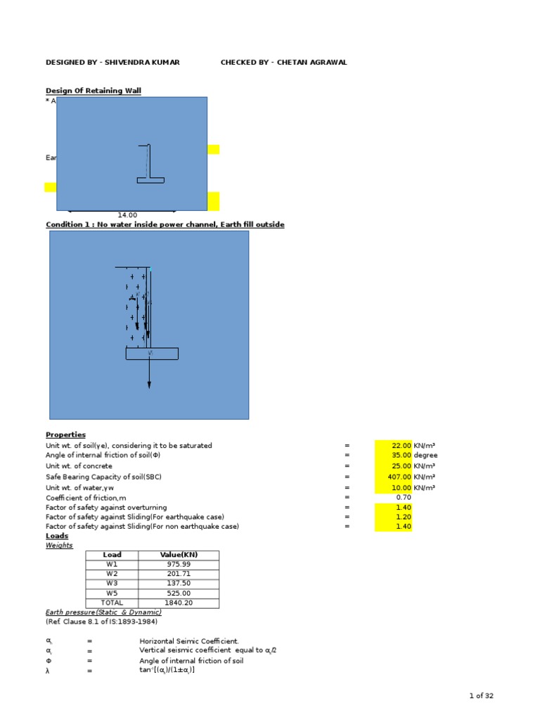 Typical Retaining Wall | PDF | Friction | Trigonometric Functions