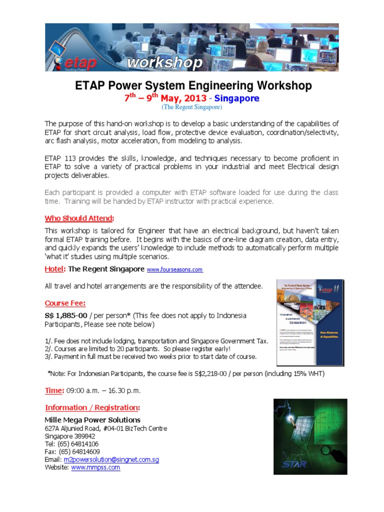 ETAP Power System Engineering Workshop 7 - 9 May 2013 - Singapore | PDF ...