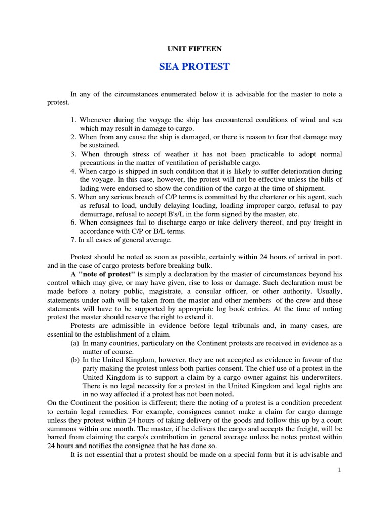 15 Sea Protest | Tonnage | Ships