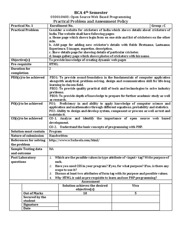 PHP Practicals in Set C Examples Questions | PDF | Php | Educational ...