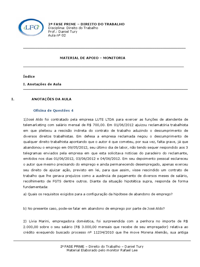 25 Material de Apoio - Direito Do Trabalho - Daniel Tury - Oficina de ...