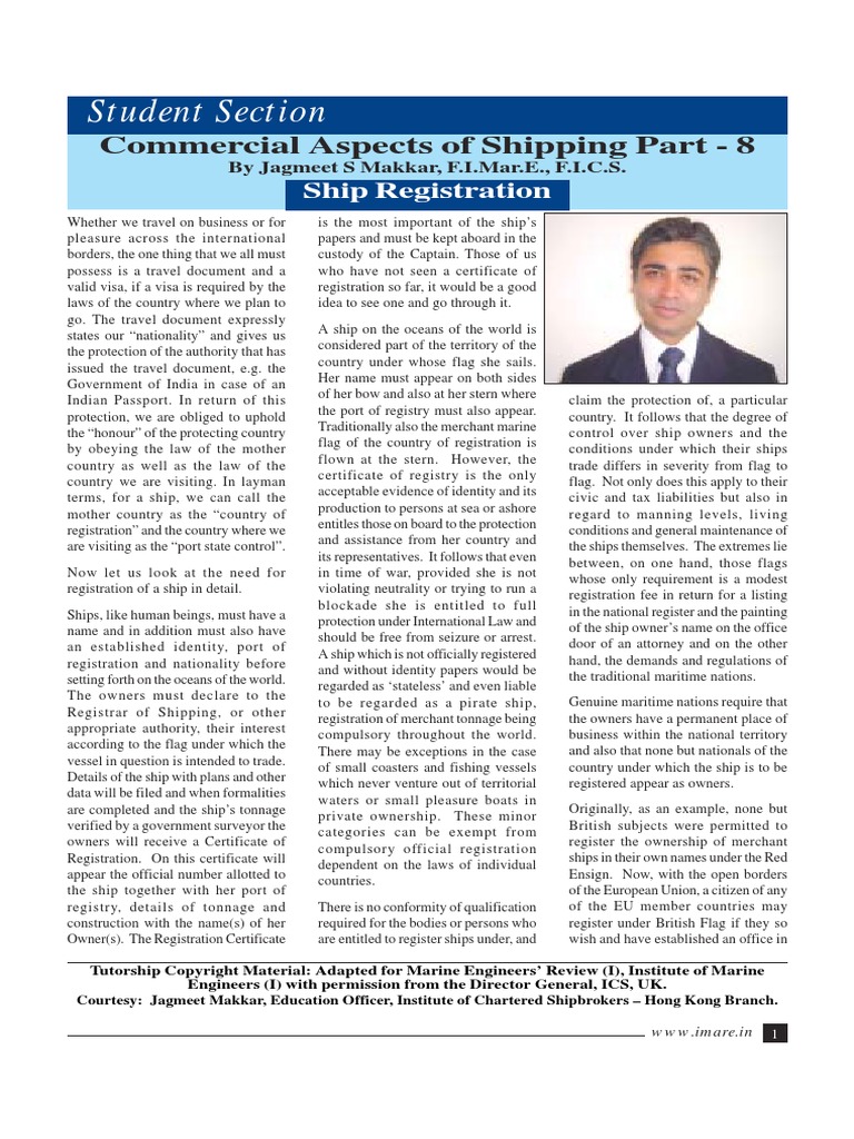 Student Section: Commercial Aspects of Shipping Part - 8 | PDF | Ships ...