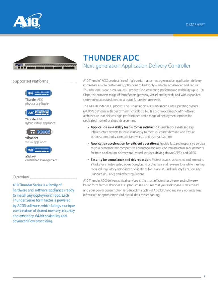 A10 Thunder ADC Series PDF | PDF | Load Balancing (Computing) | Cloud Computing