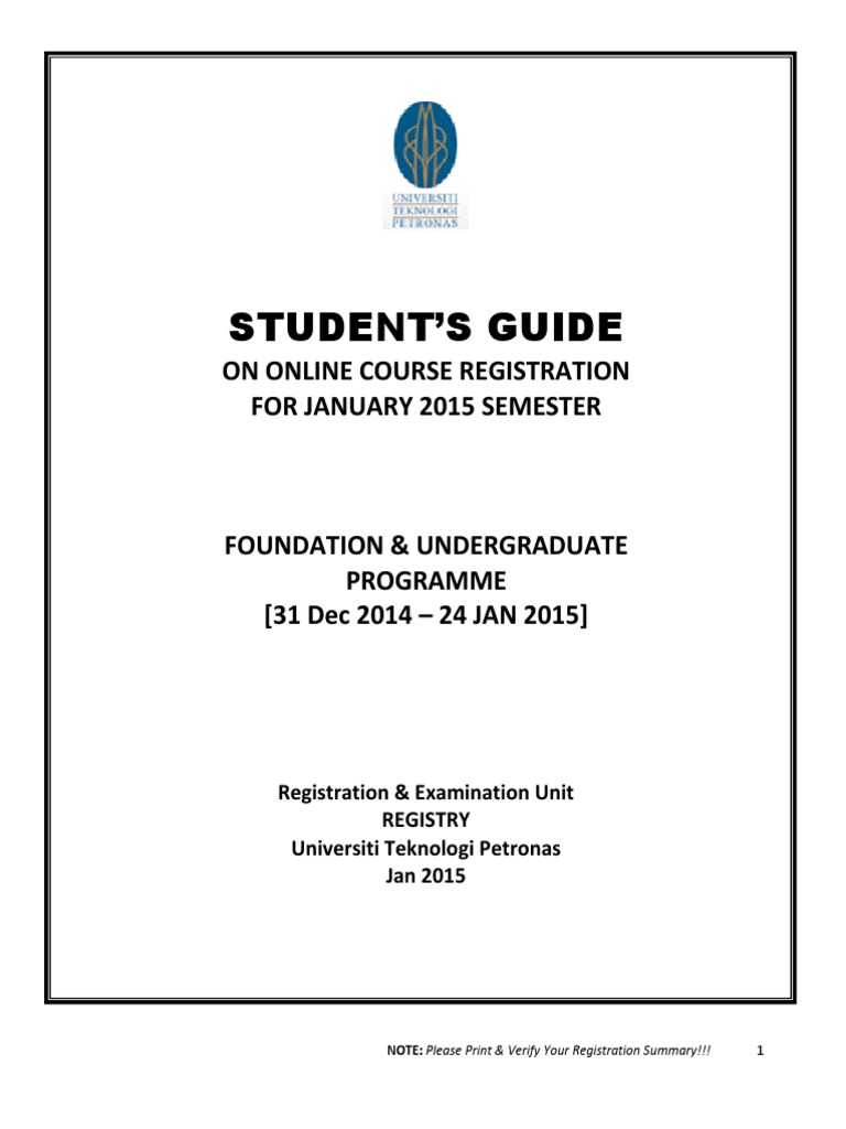 Online Guide For UTP Registration | PDF | Course Credit | Academic Term