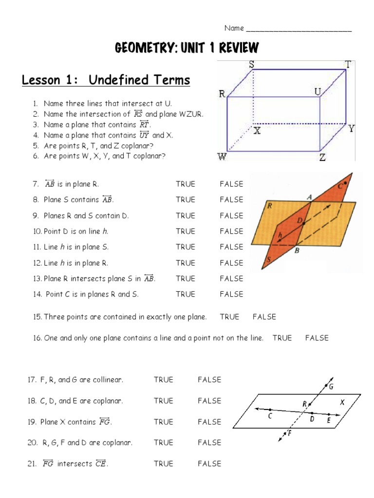 Unit 1 Review Answers | PDF | Line (Geometry) | Classical Geometry