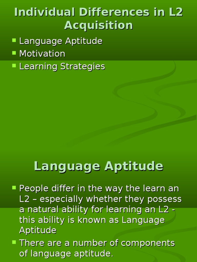 Individual Differences in L2 Acquisition | PDF | Second Language ...