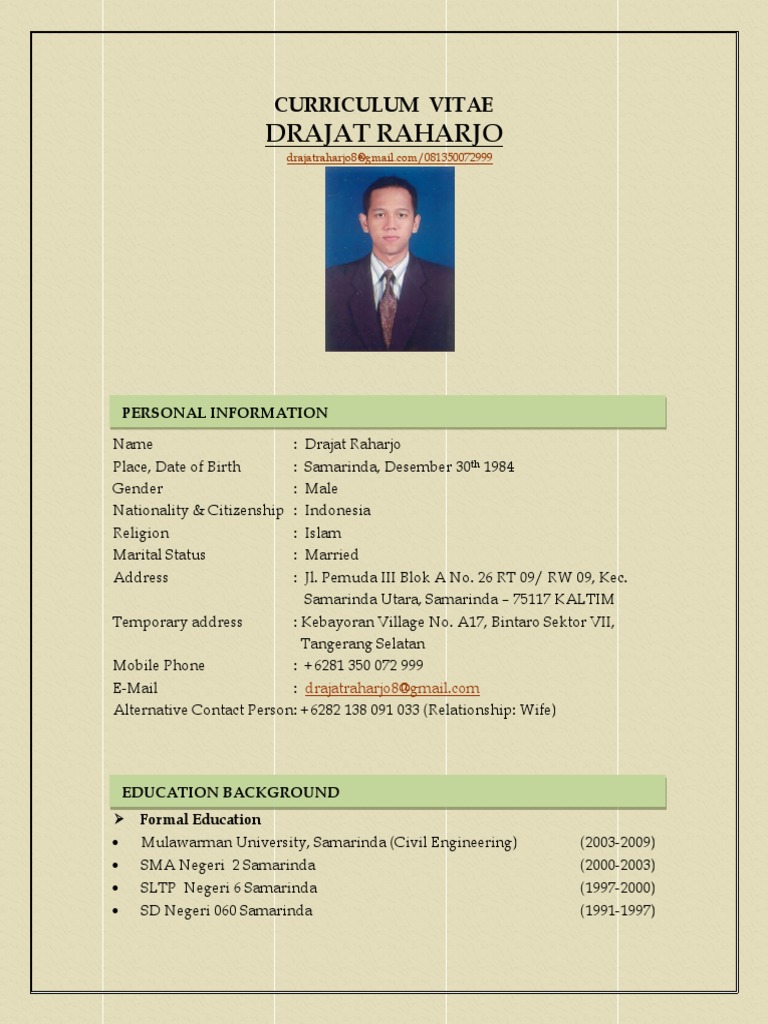 CV Drajat Raharjo (Inggris) | PDF