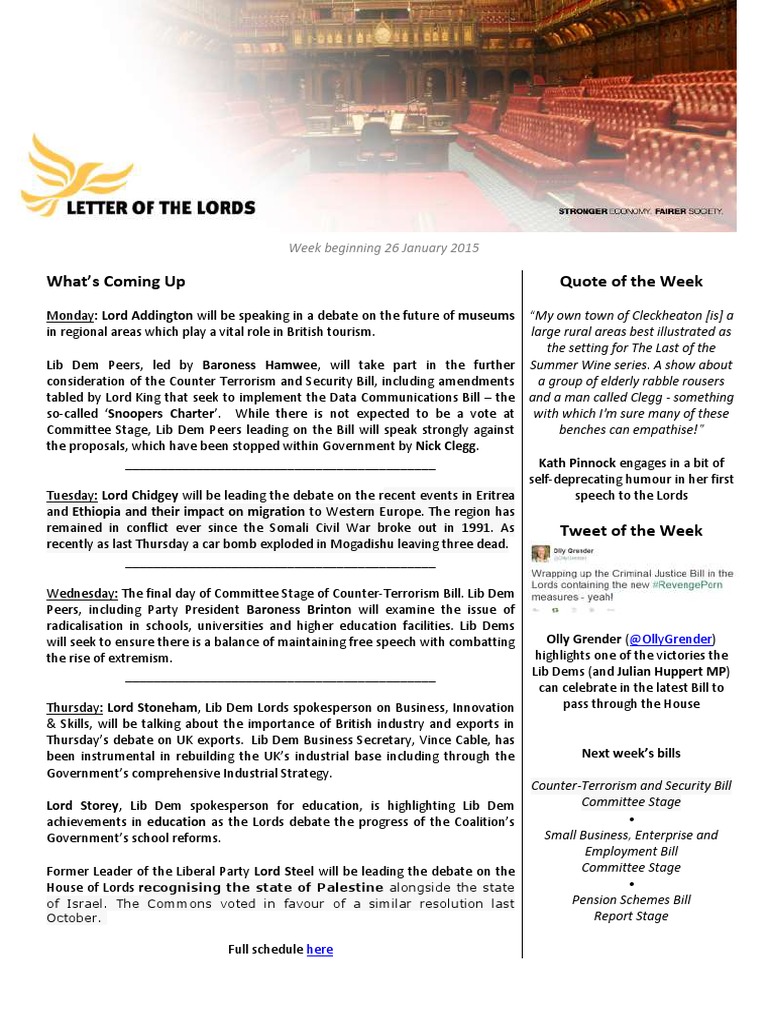 Letter of The Lords 26 January | PDF | Department For International ...