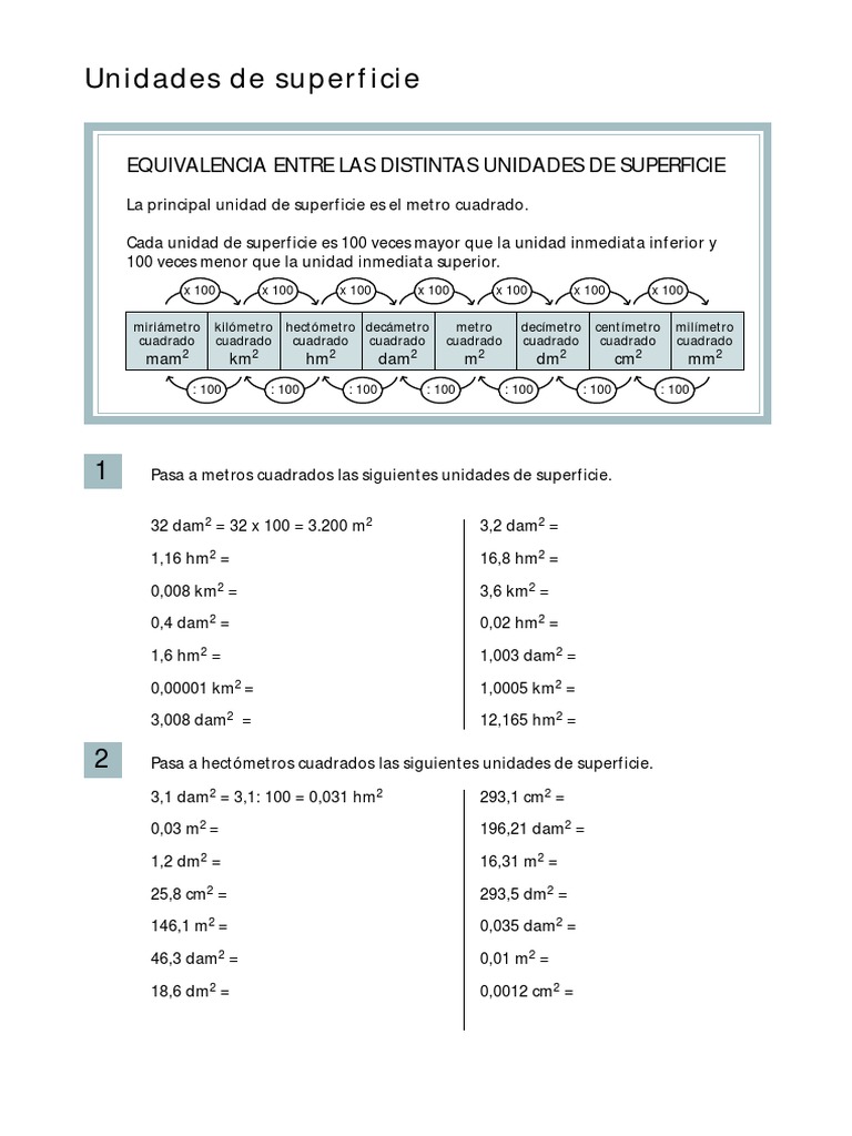 Unidades de Superficie - Mate Refuerzo | PDF | Unidades de medida ...