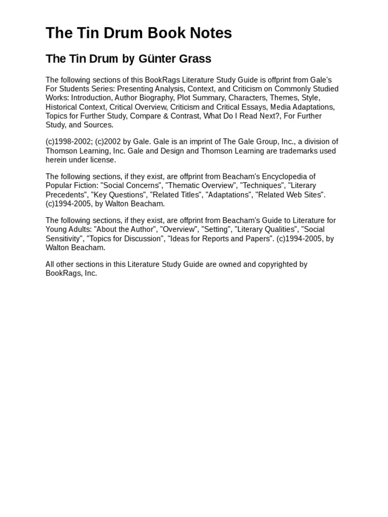 The Tin Drum - Gunther Grass | PDF