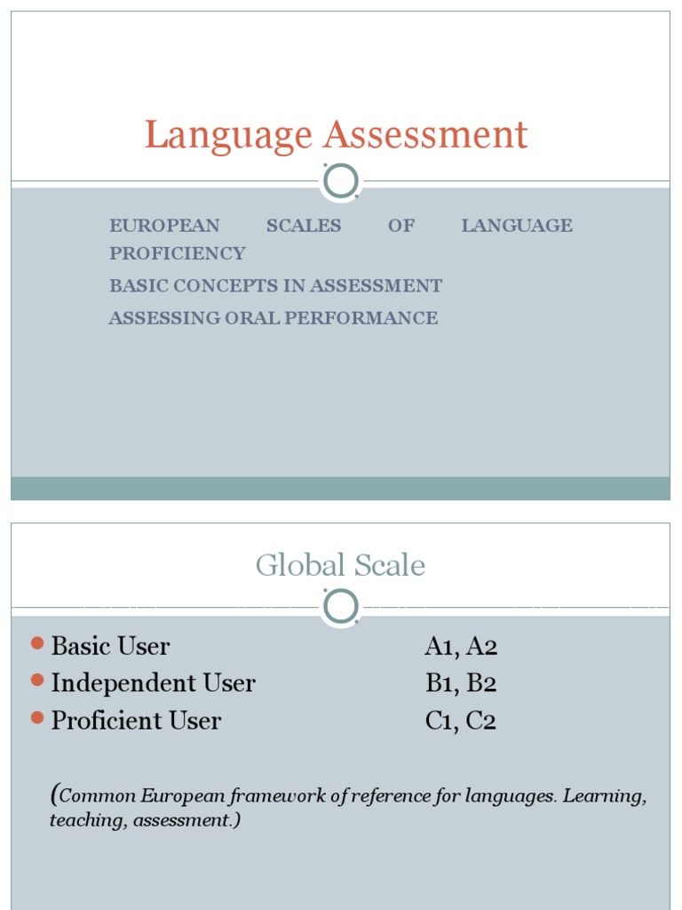 Language Assessment: European Scales OF Language Proficiency Basic ...
