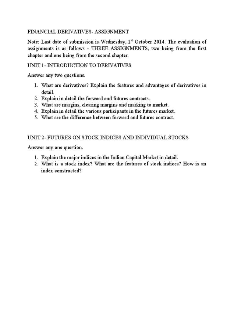 Financial Derivatives Assignment Guide | PDF | Futures Contract ...