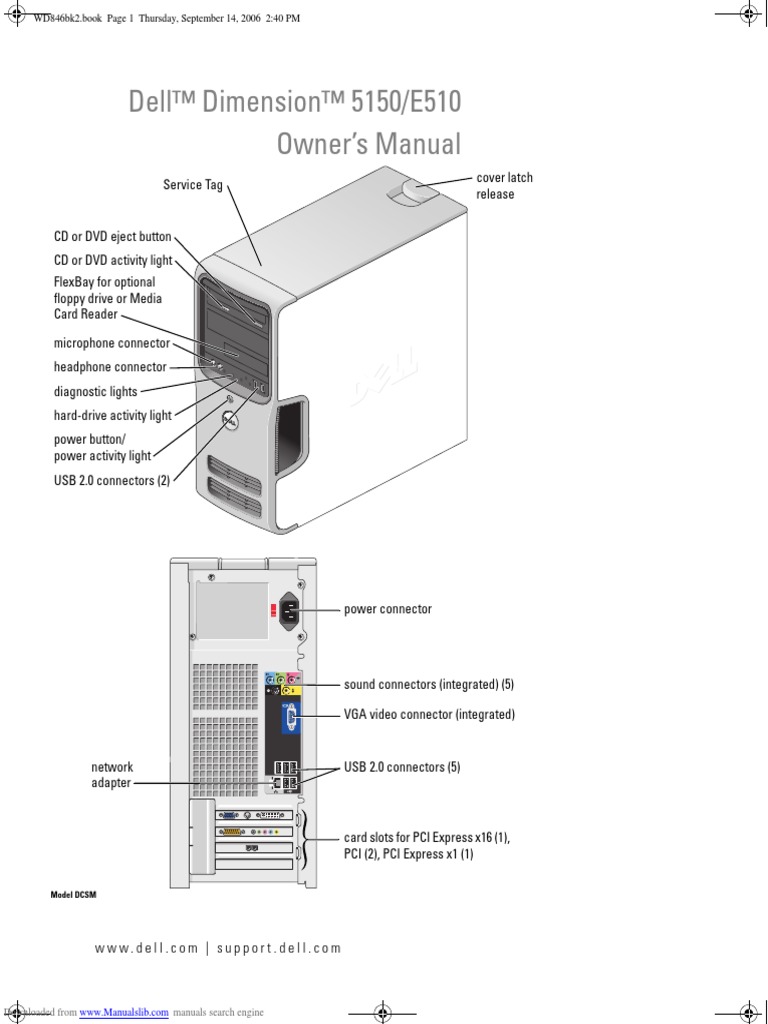 Dell™ Dimension™ 5150/E510 Owner's Manual: Downloaded From Manuals ...