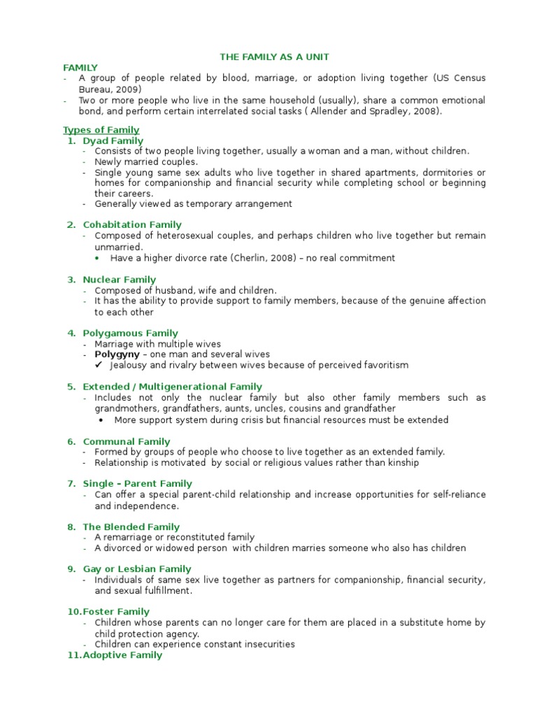 The Family As A Unit | PDF | Marriage | Family