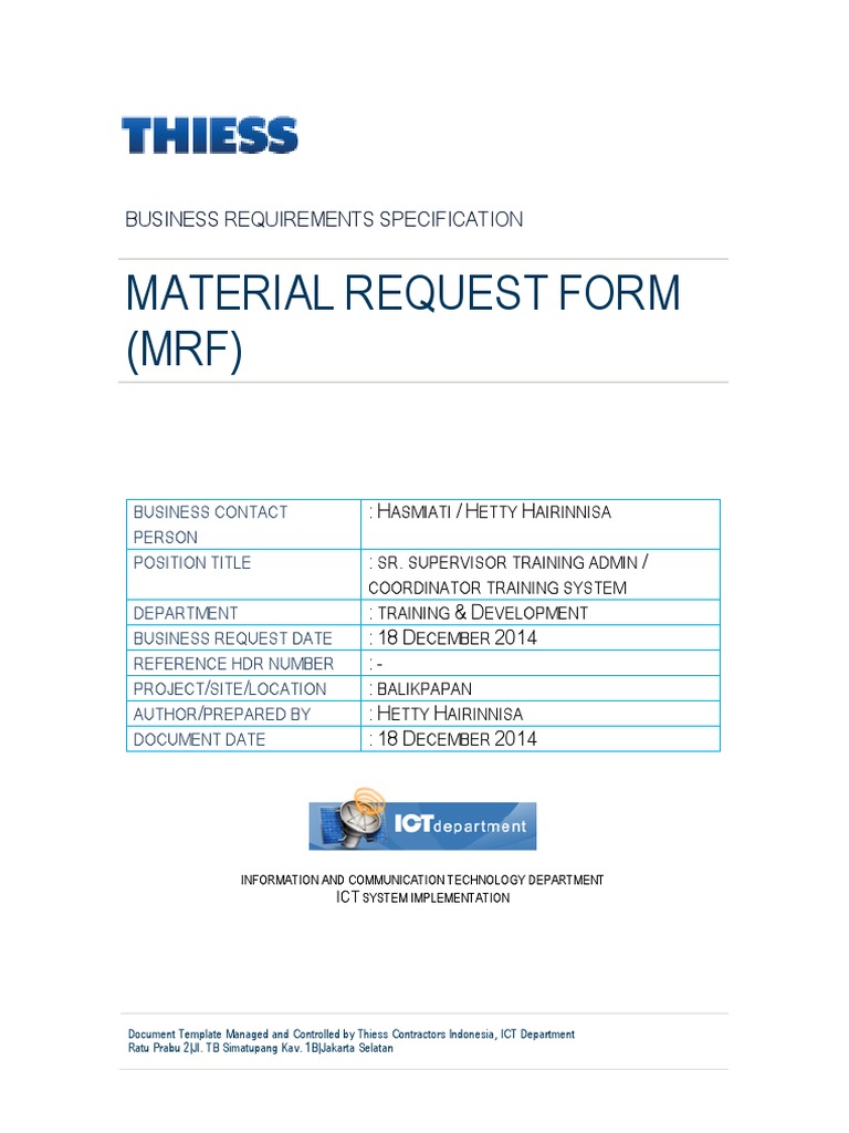 BRS - Material Request Form Online System | PDF | Business Process ...