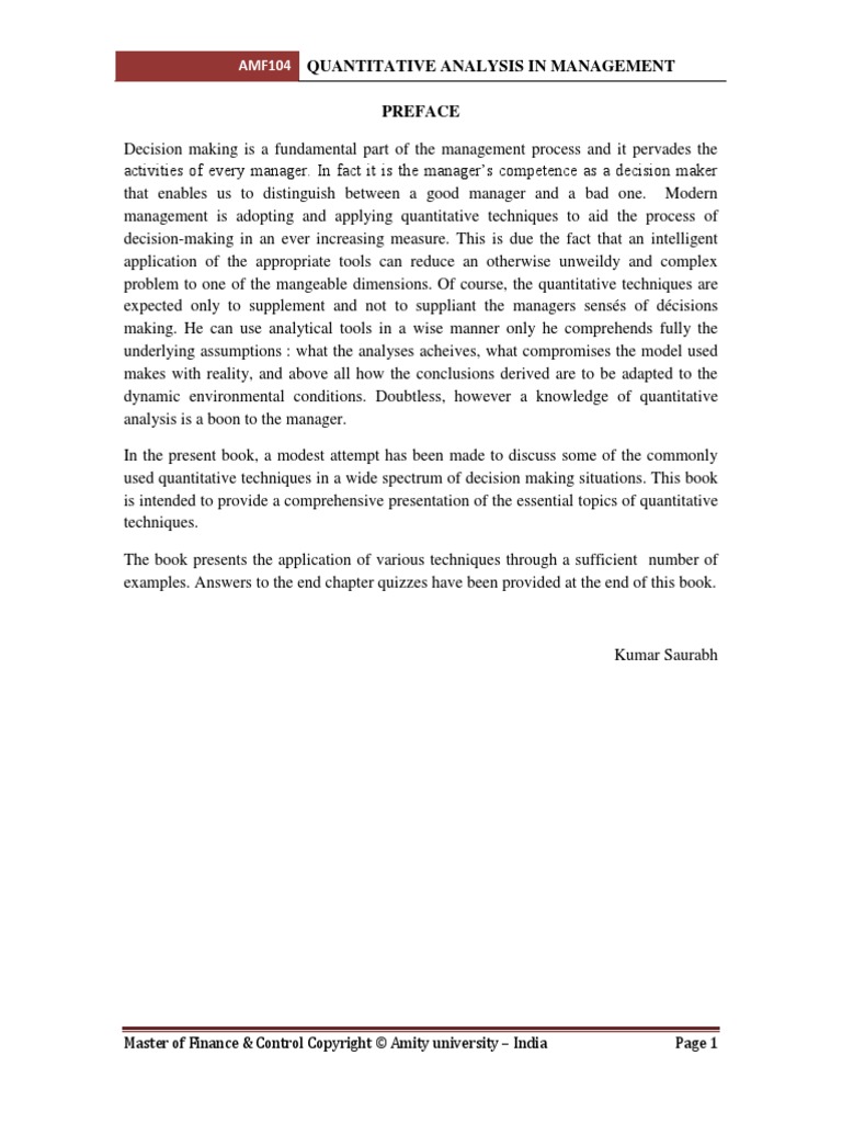 AMF 104 Quantitative Analysis in Management Book PDF | PDF | Histogram ...