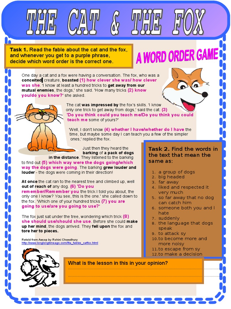 The Cat and The Fox Fable | PDF