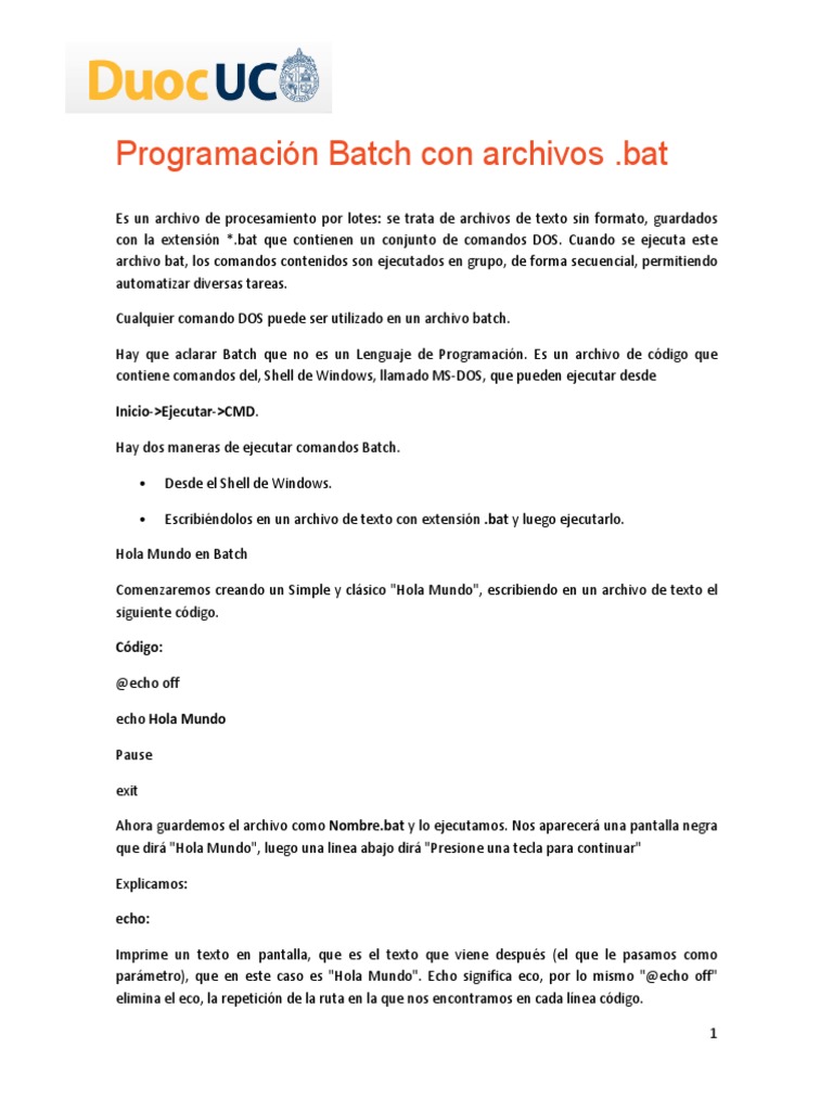 Programación Con Archivos Batch | PDF | Arquitectura de Computadores ...
