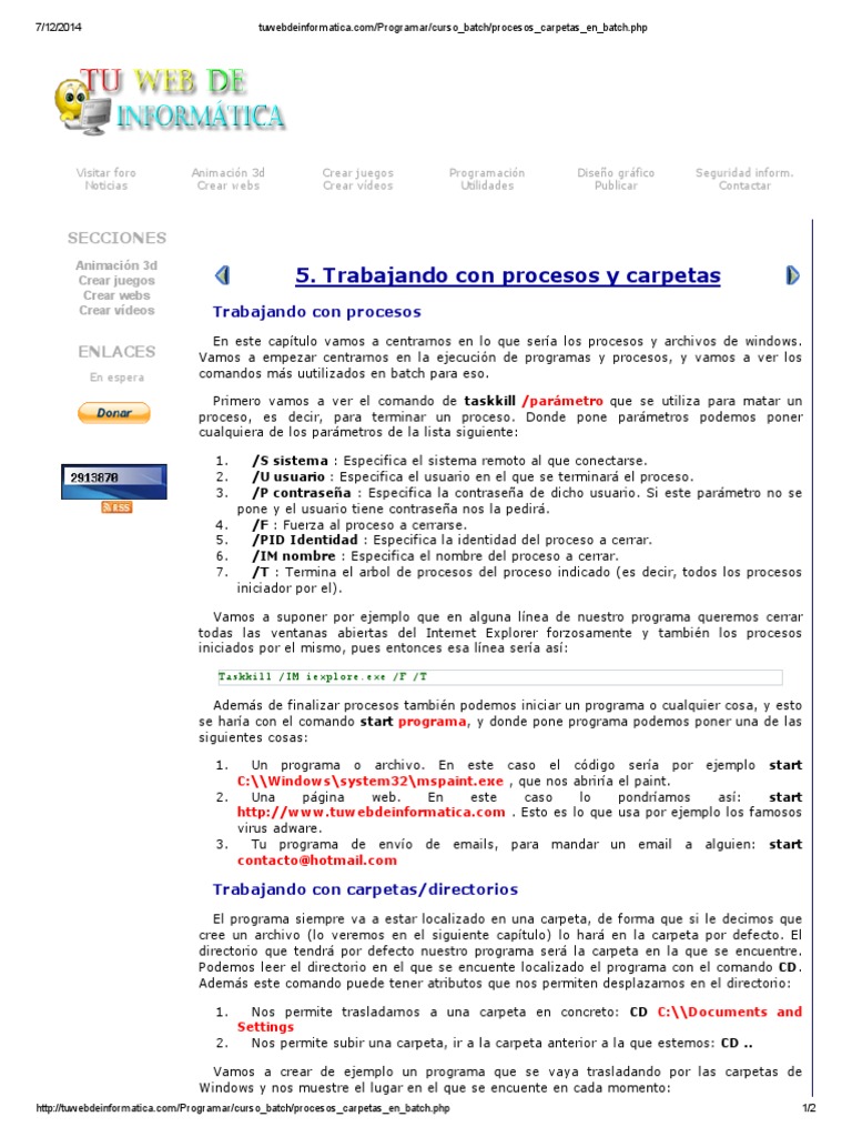 Curso Batch - Procesos Carpetas en Batch | PDF | Áreas de informática ...