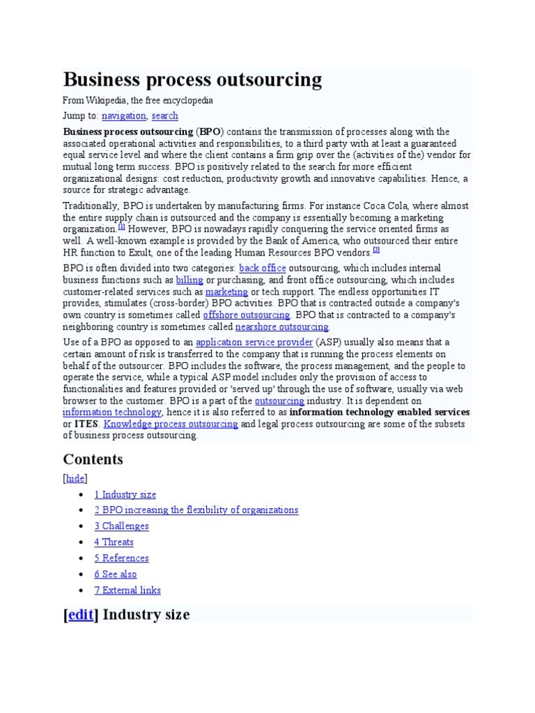 Business Process Outsourcing | PDF | Business Process Outsourcing ...