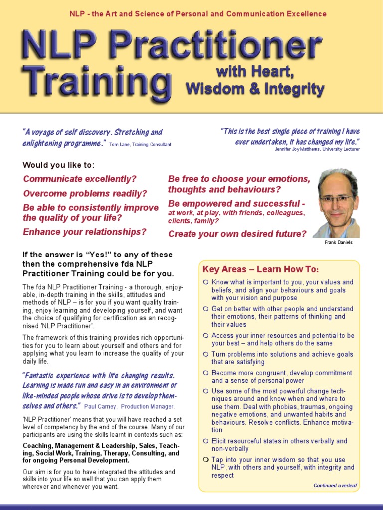 NLP Practitioner Course | PDF | Neuro Linguistic Programming | Motivation