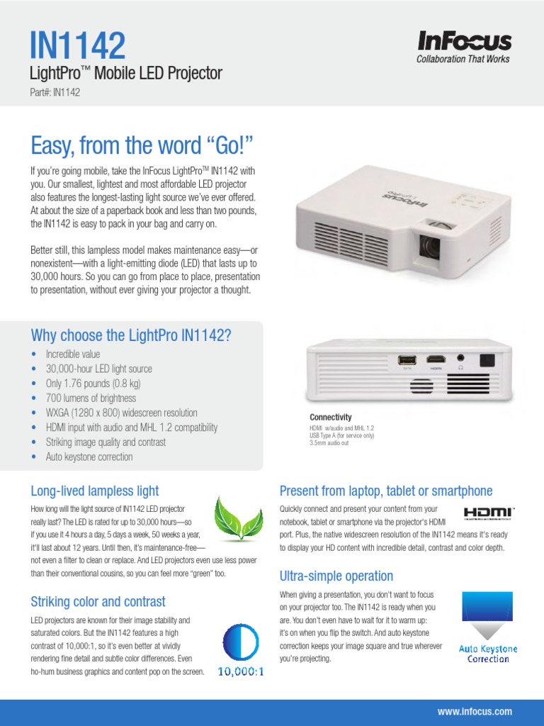 InFocus LightPro IN1142 Datasheet | PDF | Display Resolution | Light ...