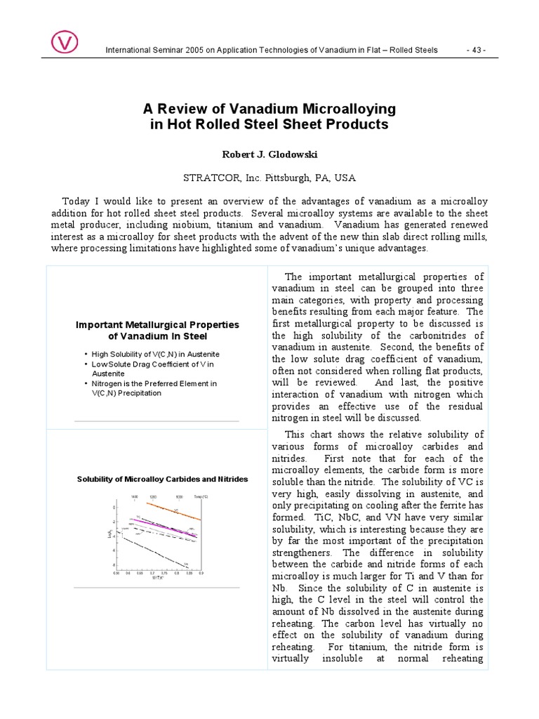 A Review of Vanadium Microalloying in Hot Rolled Steel Sheet Products ...
