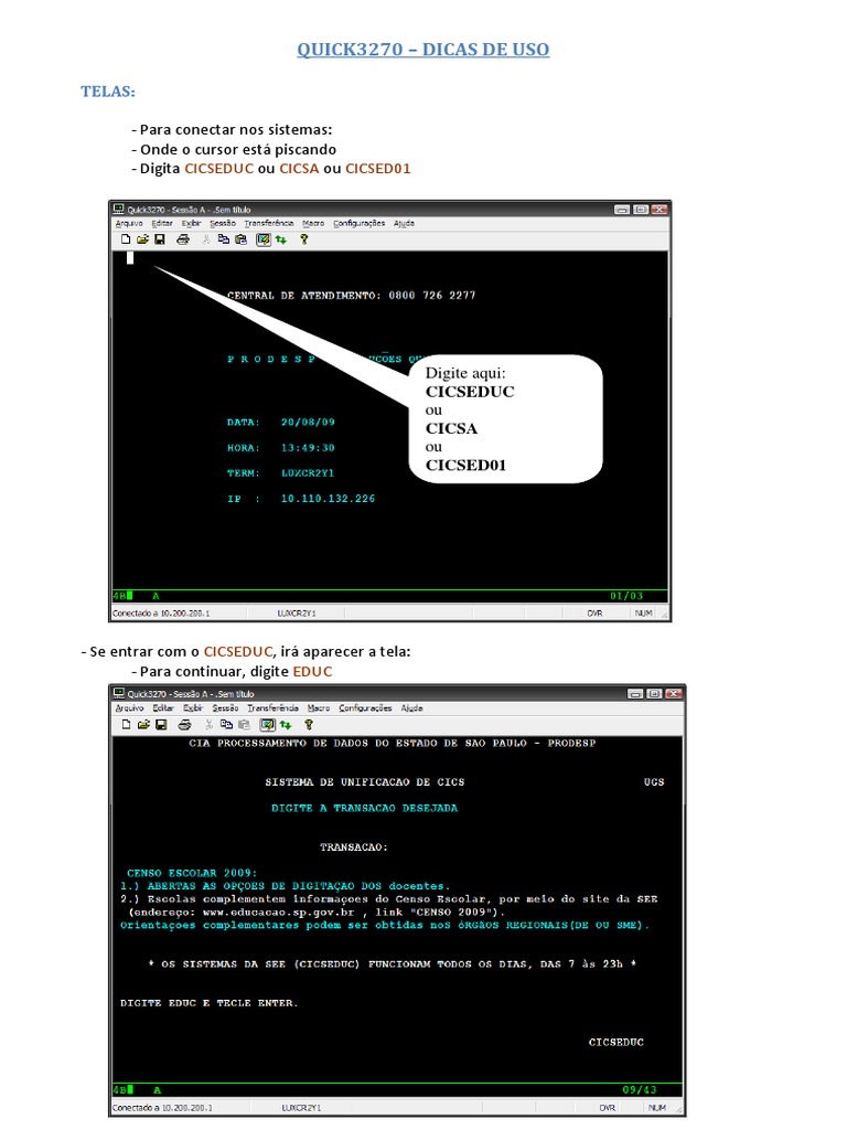 QUICK3270-Funcionalidades Prodesp | PDF