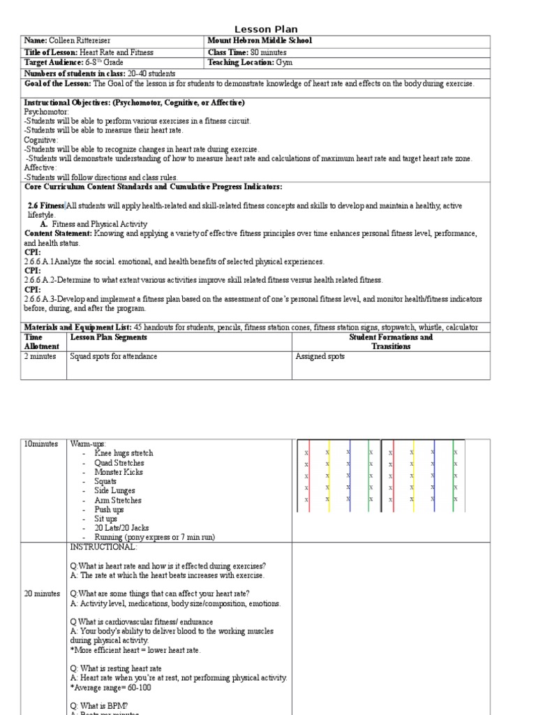 Heart Rate Lesson Plan | PDF | Heart Rate | Physical Fitness