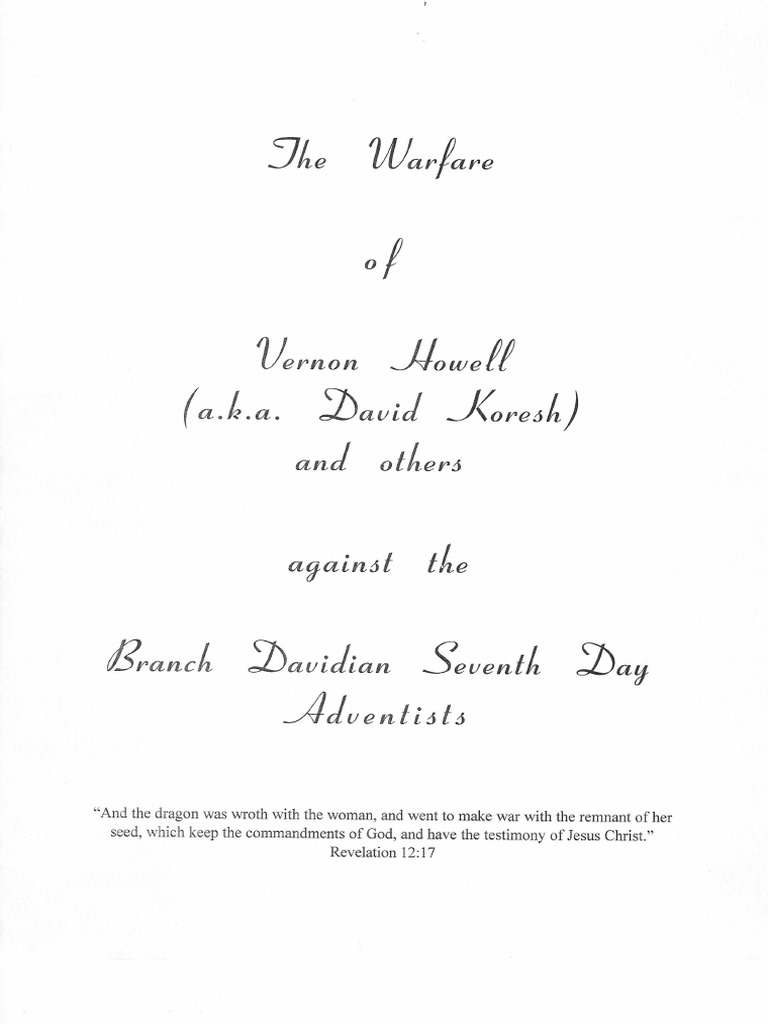 The Warfare of Vernon Howell... Against the Branch | Biblical Sabbath ...