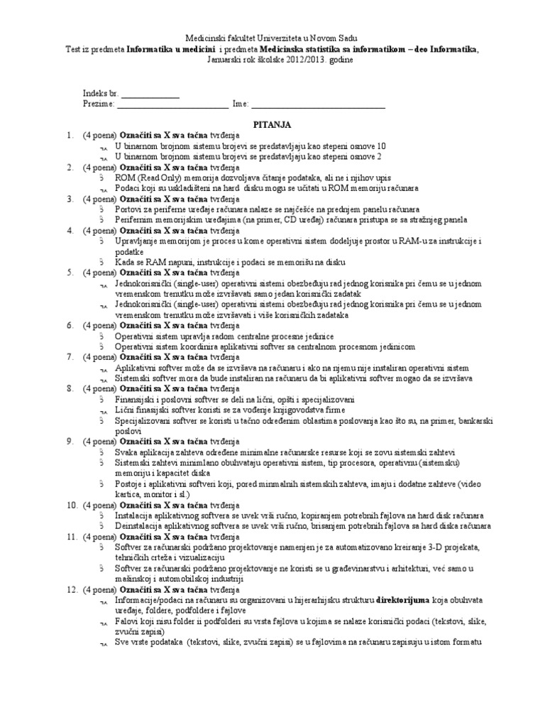 Test I Informatika | PDF