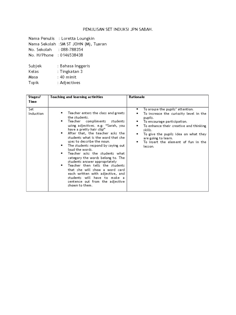 Penulisan Set Induksi | PDF