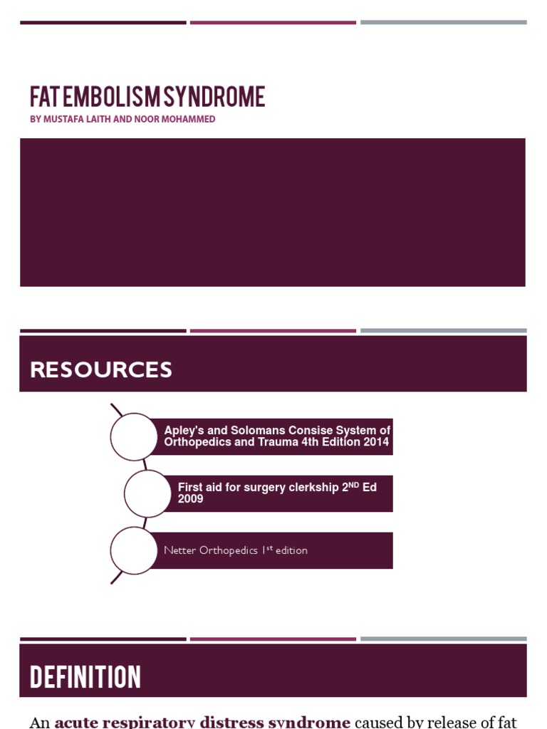 Fat Embolism Syndrome | PDF | Health Sciences | Diseases And Disorders