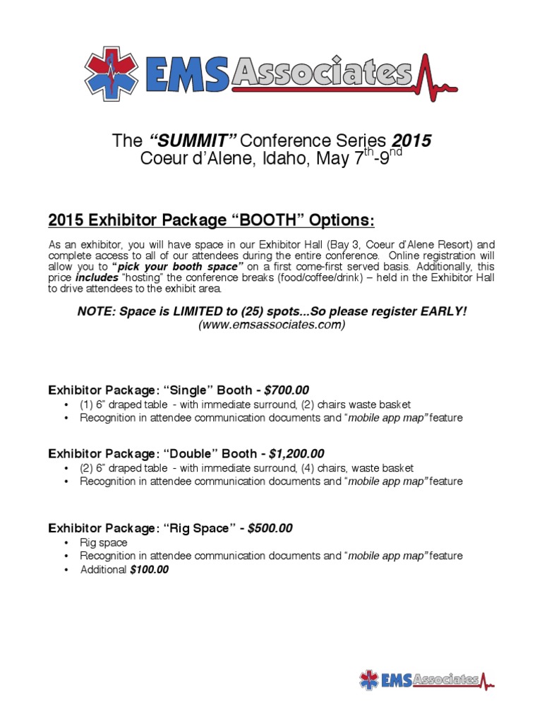 2015 SUMMIT Conference Exhibitor Options | PDF | Facebook | Communication