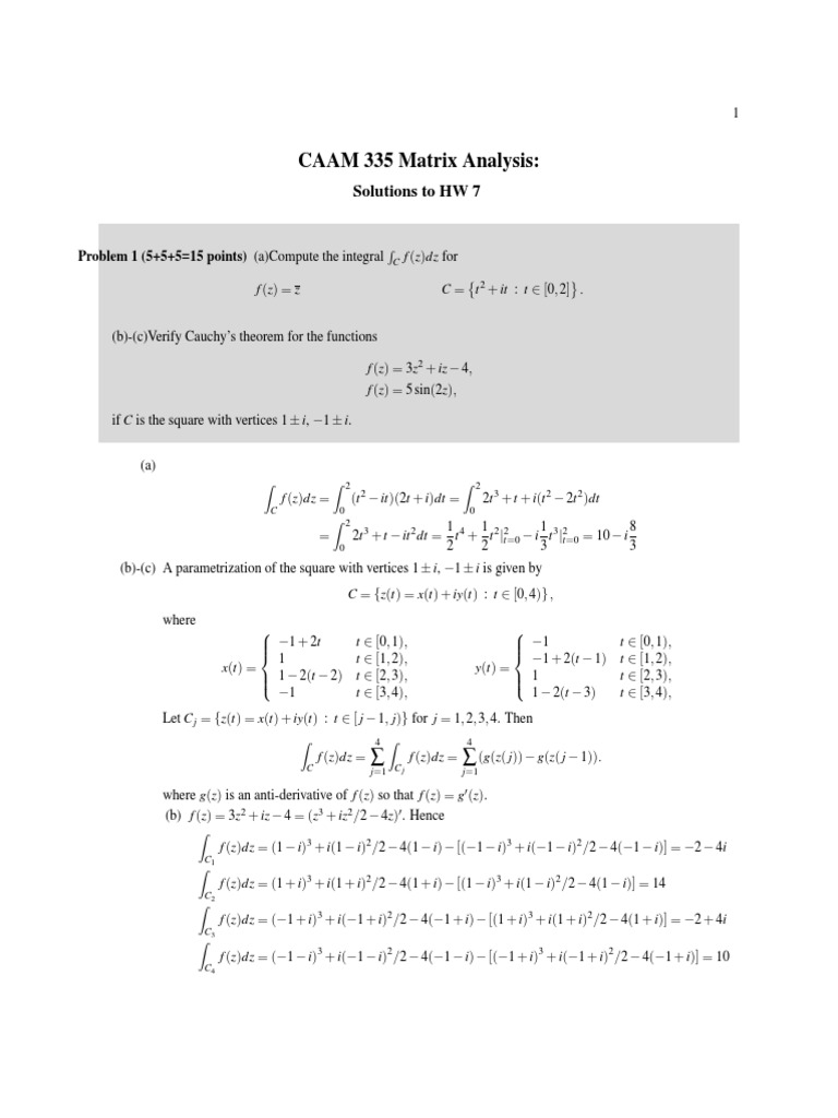 CAAM 335 Matrix Analysis:: Solutions To HW 7 | PDF | Trigonometric Functions | Differential Geometry