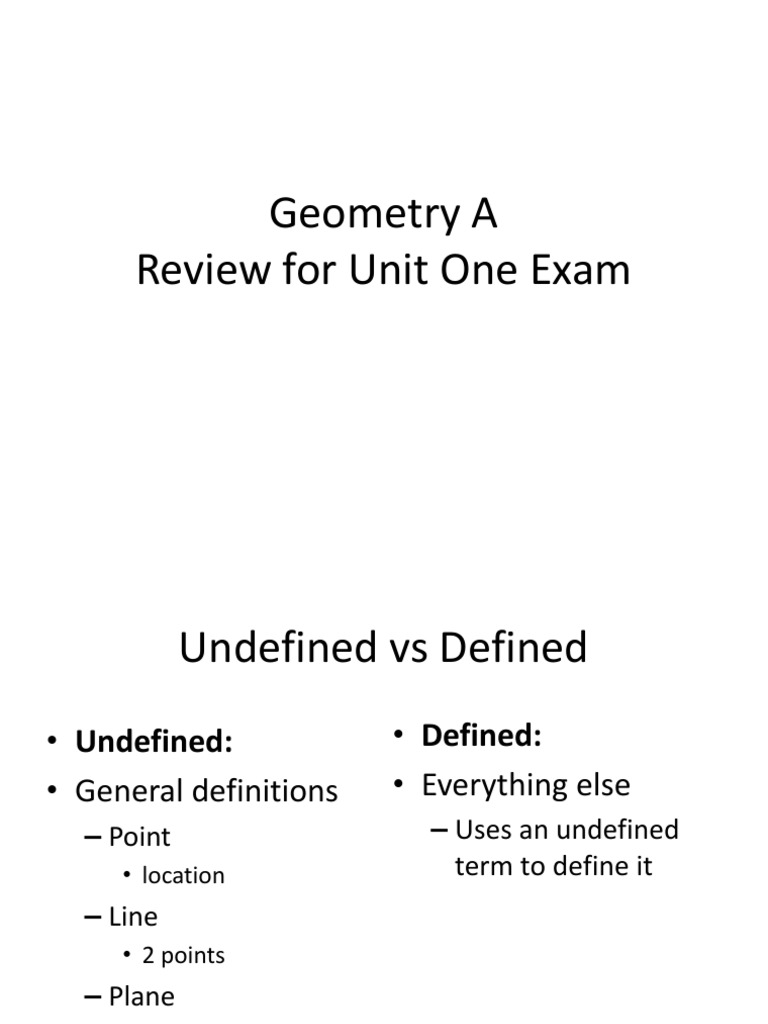 Geometry A Unit One Review | PDF