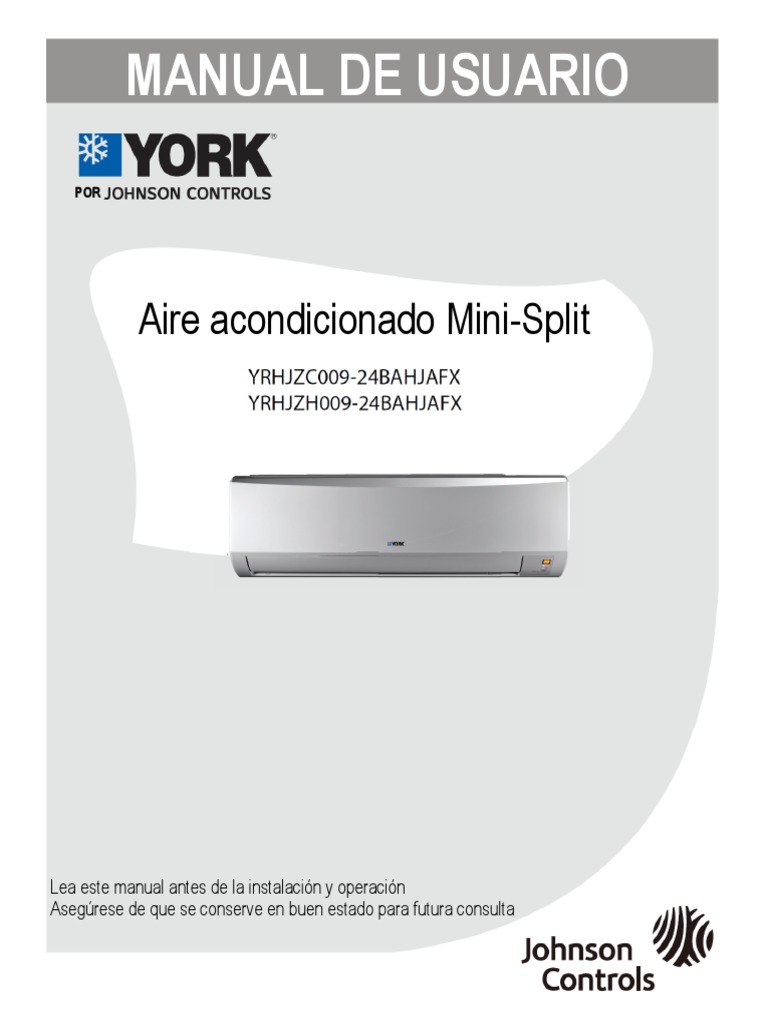 Minisplit Inverter 1 Ton York 16seer Manual | PDF | Caldera | Control ...