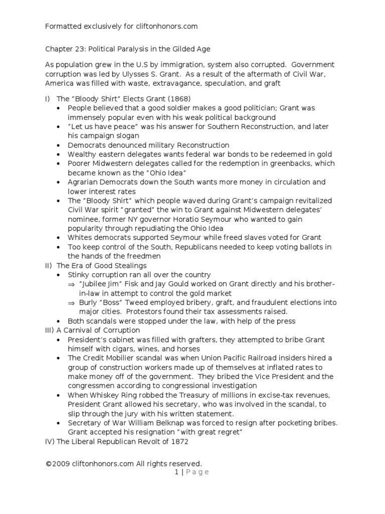 Gilded Age Political Corruption Overview | PDF | Reconstruction Era ...